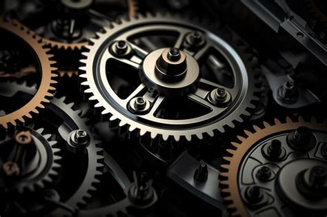 Close Up View Of Machinery Cog Premium Ai Generated Image
