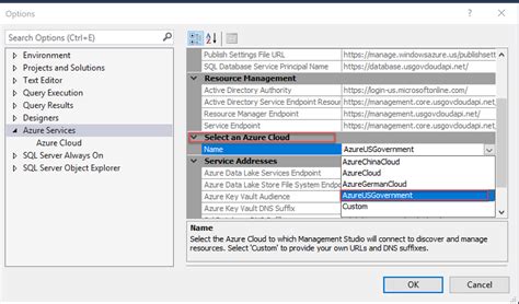 Sql Server Management Studio를 사용하여 Azure Government에 연결 Azure