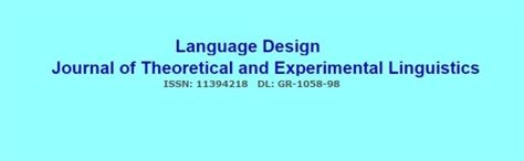 Language Design Journal Of Theoretical And Experimental Linguistics
