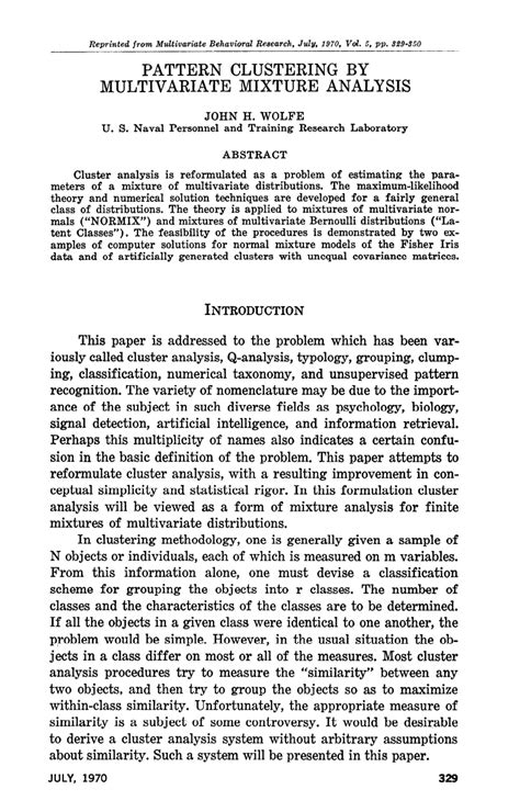 Pdf Pattern Clustering By Multivariate Mixture Analysis Multivariate