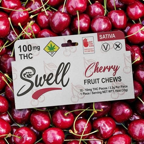 Swell Cannabis Sativa Cherry Fruit Chews 100mg 10 Pack Leafly