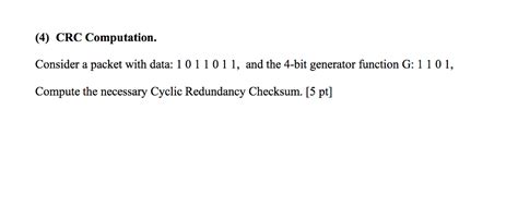 Solved CRC Computation Consider A Packet With Data Chegg