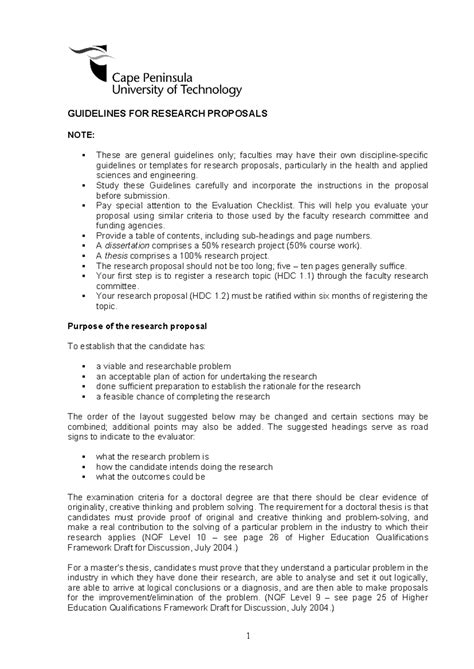 Guidelines For Research Proposals Guidelines For Research Proposals