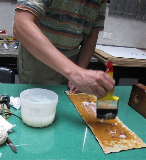 distributing the starch and cmc mixture 4 1 on the leather