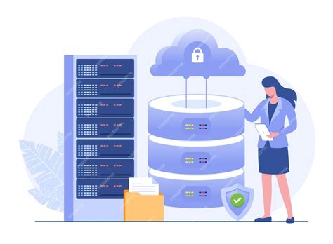 Premium Vector Data Server Concept Storage Technology Cloud System Database Template Of People