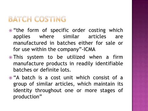 Batch Costing