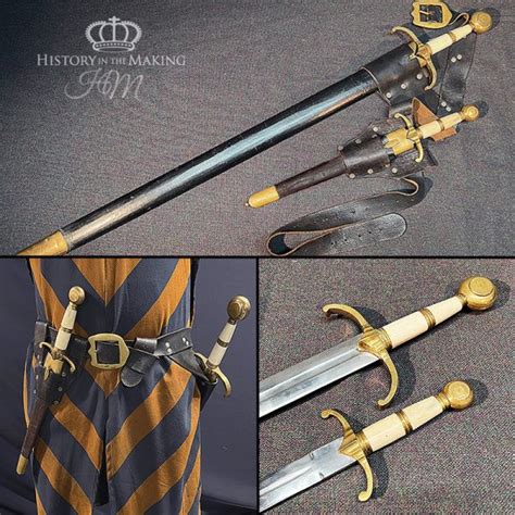 Medieval Sword And Dagger Set White Bone Hilts Brass Quillions History In The Making