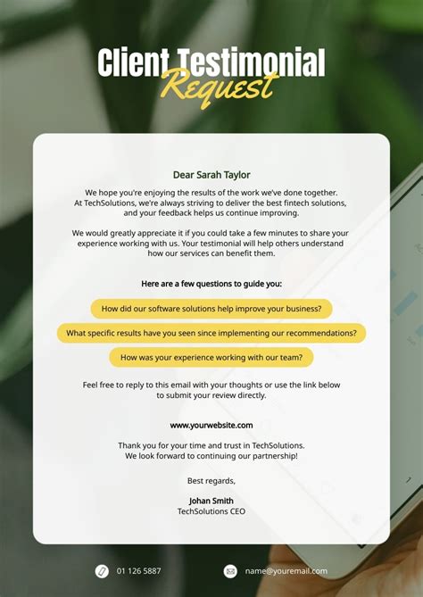 testimonial client review template visme