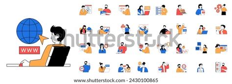 Programming Concept Character Situations Mega Set Stock Vector Royalty
