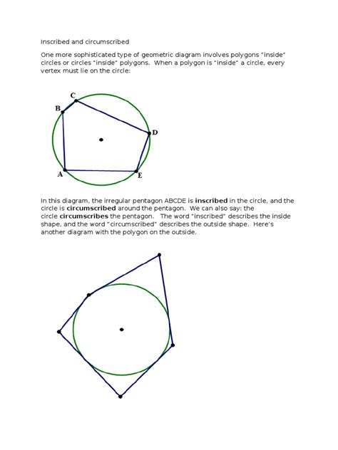 Inscribed And Circumscribed Polygons Pdf Circle Triangle