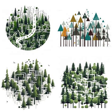 Premium Vector Geometric Vector Forest Paths On White Background