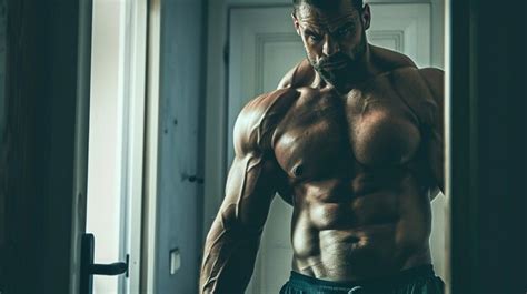 Arafed Man With A Muscular Body Standing In A Doorway Generative Ai