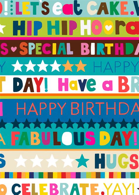 Wrap Sheet Paper Salad Birthday Stripes Blue