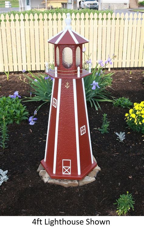 Backyard Crafts Amish Made Lighthouse In Red With White Trim 60 Tall