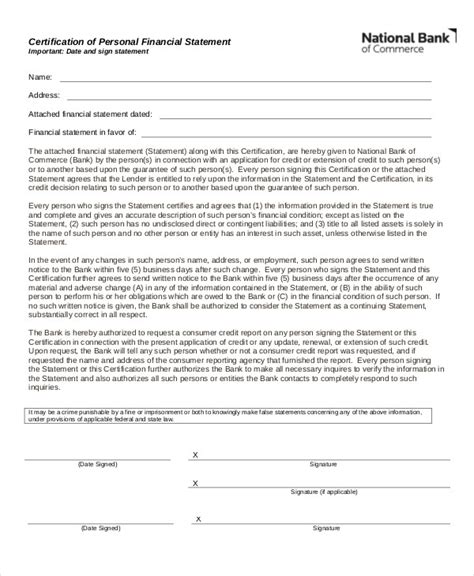 Certification Statement Sample