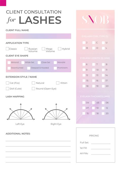 Lash Client Consent Form Template Lash Medical Form Lash Client Consent Form Editable Canva