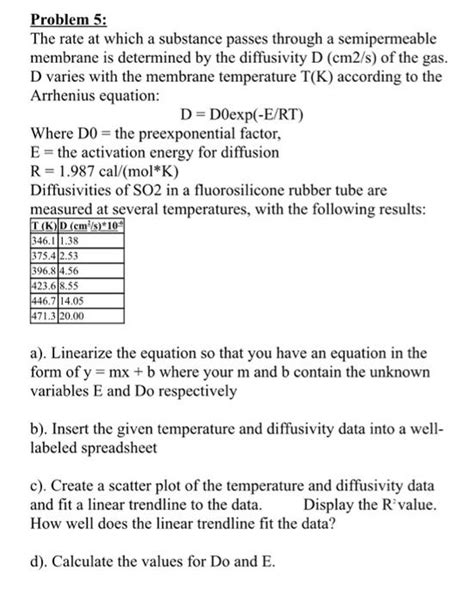 Solved Problem 5 The Rate At Which A Substance Passes