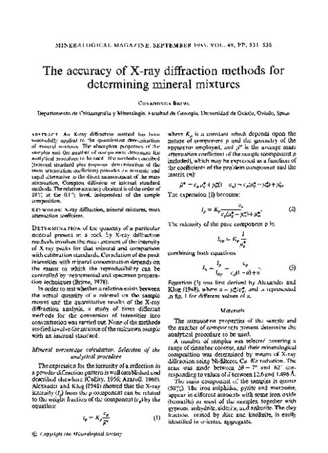 Pdf The Accuracy Of X Ray Diffraction Methods For Determining Mineral Mixtures