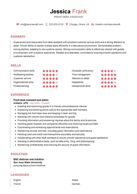 Front Desk Assistant Cv Example In 2025 Resumekraft Front Desk Assistant Cv Example In 2025 Resumekraft