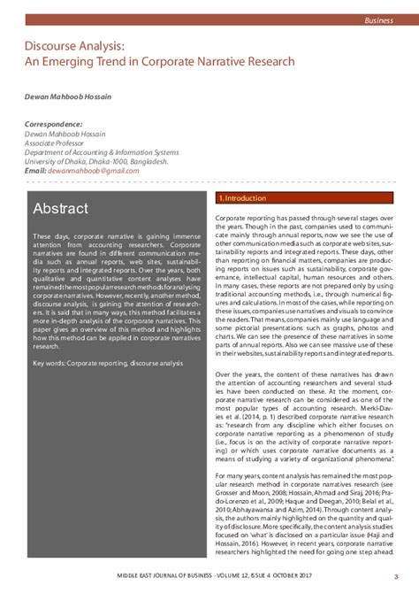 Pdf Discourse Analysis An Emerging Trend In Corporate Narrative Research
