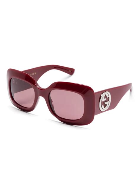 Gucci Eyewear Rectangle Frame Sunglasses Brown Farfetch