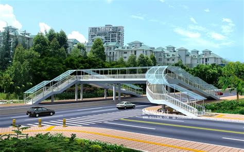 天桥设计1宝梓路深汕天桥 06 09 人行天桥方案效果图 花瓣网