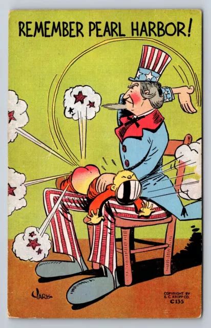 Uncle Sam Spanking Emperor Hirohito Remember Pearl Harbor Wwii Propaganda Eur Picclick Fr