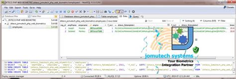 Zkteco Biometric Data In Mysql Table