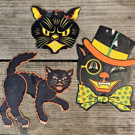 Lot Of Halloween Die Cuts Set Of Three Scary Cats Beistle Co
