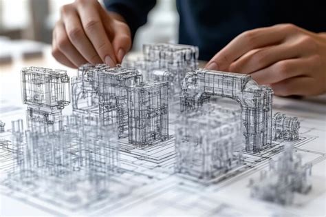 Hands Working On A 3d Architectural Model Representing The Creativity And Precision In Modern