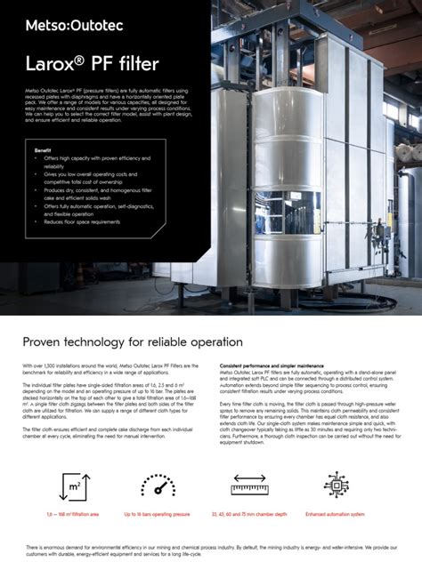 Brochure Larox Pf Brochure 2022 Web Pdf Filtration Sustainability