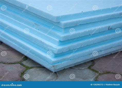 Expanded Polystyrene Polystyrene Insulation Boards Closeup Stacked