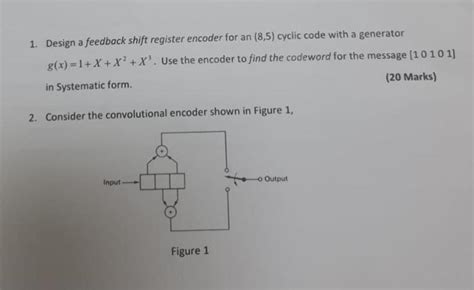 Solved 1 Design A Feedback Shift Register Encoder For An