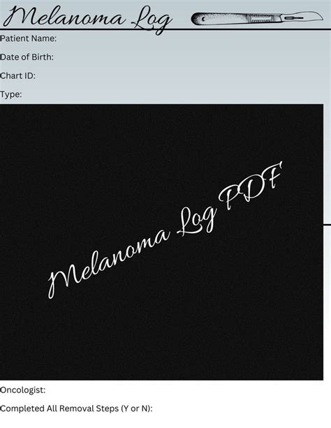 Dermatology Melanoma Skin Cancer Biopsy Log Tracker Digital Download