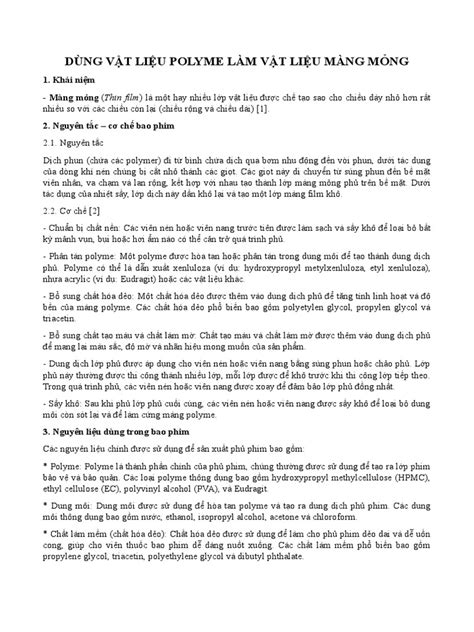 DÙng VẬt LiỆu Polyme LÀm VẬt LiỆu MÀng MỎng Pdf