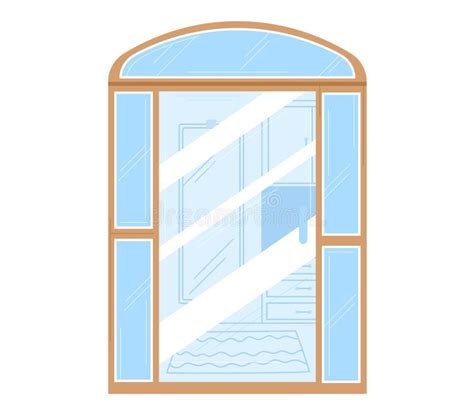 Wooden Frame Glass Door Vector Illustration Modern Entrance Interior