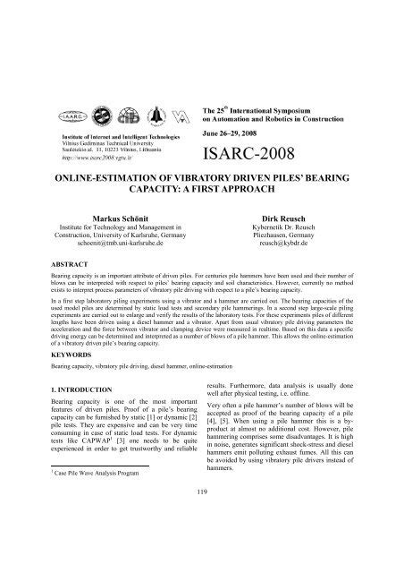 Online Estimation Of Vibratory Driven Piles Bearing Capacity Iaarc