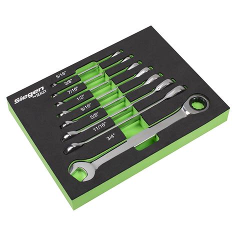 Sealey Premier Imperial Combination Ratchet Spanner Set In Eva Foam