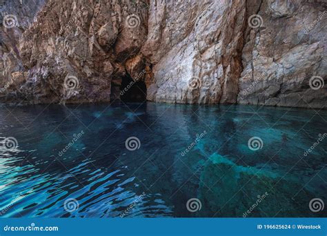 Ocean Water In The Beautiful Rocky Cave Great For Wallpapers Stock