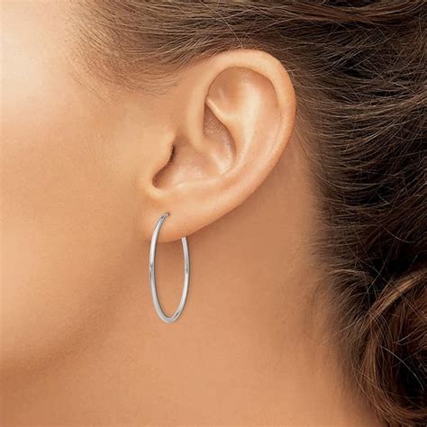 Curata 10k White Gold 12mm Polished Endless Hoop Earrings Overstock