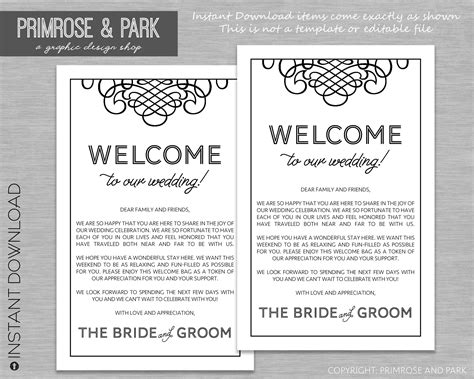 Wedding Hotel Welcome Letter Template