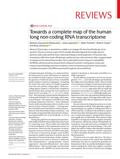 Pdf Towards A Complete Map Of The Human Long Non Coding Rna Transcriptome