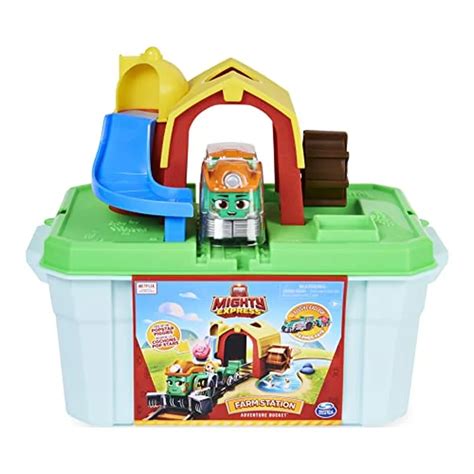 Mighty Express Farm Station Adventure Bucket And 11 Piece Train Track