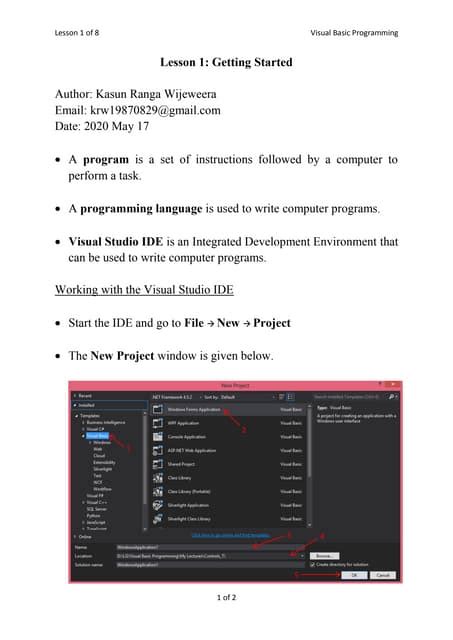 Getting Started With Visual Basic Programming Pdf