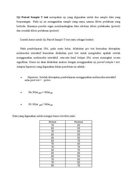 Uji Paired Sample T Test Pdf Uji Paired Sample T Test Pdf
