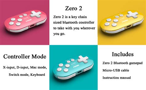 8bitdo Zero 2 Bluetooth Key Chain Sized Mini Controller For Nitendo