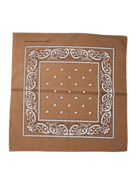 Cowboy Cotton Bandana Scarf Paisley Solid Paisley Light Brown