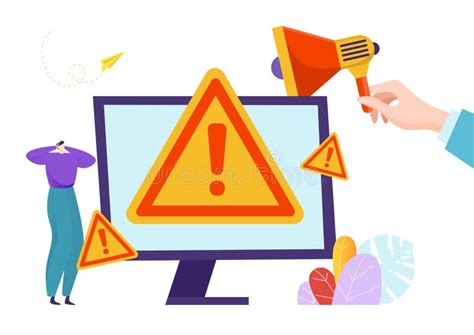 Modern Digital Technology System Work Error Tiny Character Hold Head Software Problem Flat