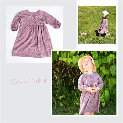 Folk Style Dress Pdf Sewing Pattern For Girls 18 Mth 9yo Ez