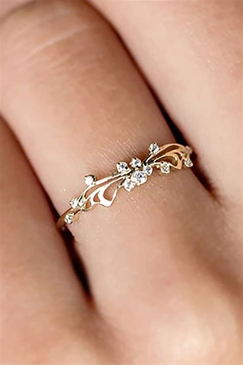 Cute Simple Dainty Crystal Swirl Promise Engagement Wedding Graduation